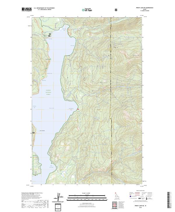 US Topo 7.5-minute map for Priest Lake NE ID – American Map Store