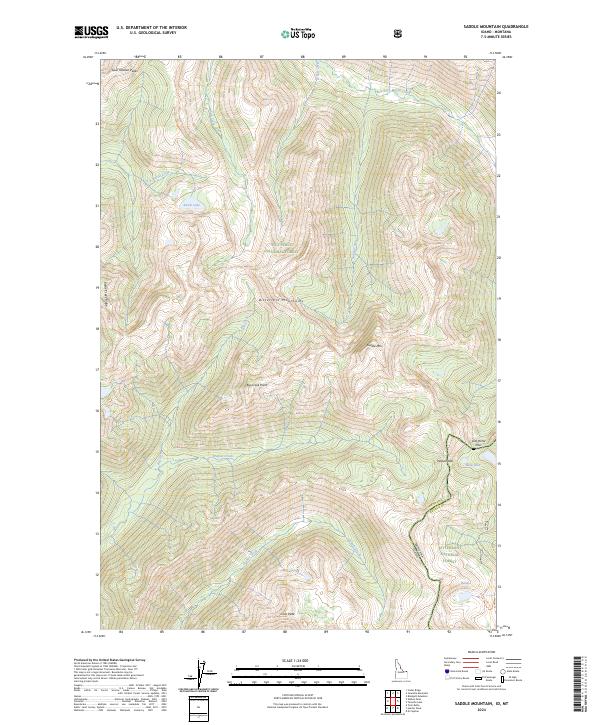 US Topo 7.5-minute map for Saddle Mountain IDMT – American Map Store