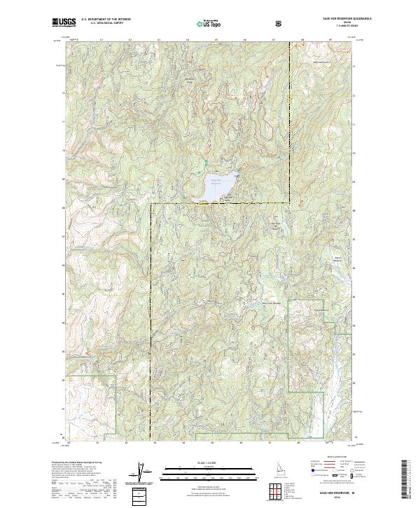 US Topo 7.5-minute map for Sage Hen Reservoir ID – American Map Store
