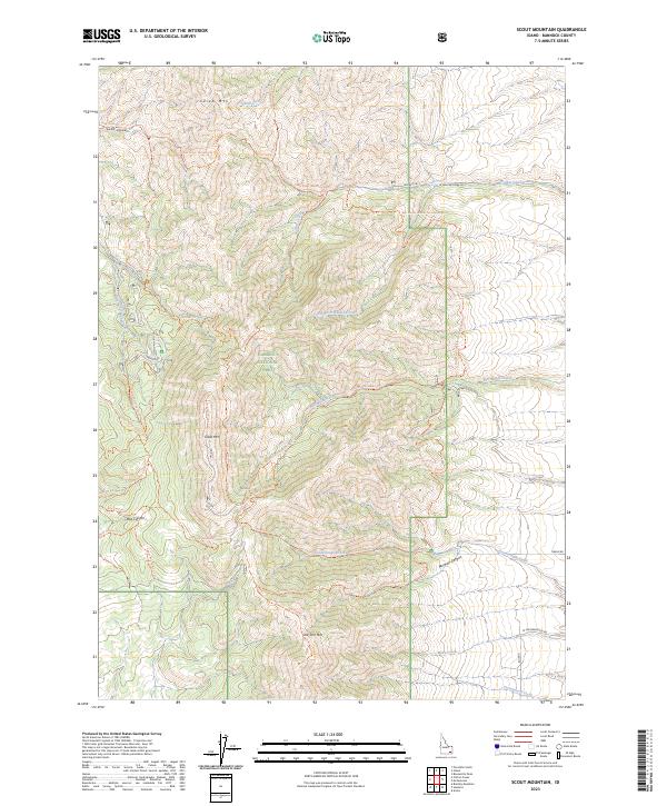 US Topo 7.5-minute map for Scout Mountain ID – American Map Store