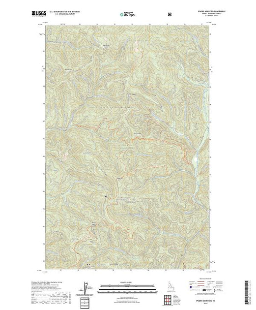 US Topo 7.5-minute map for Spades Mountain ID – American Map Store