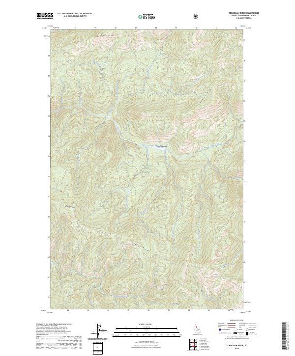US Topo 7.5-minute map for Toboggan Ridge ID – American Map Store