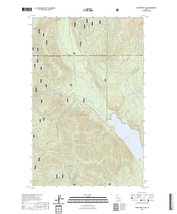 US Topo 7.5-minute map for Upper Priest Lake ID – American Map Store