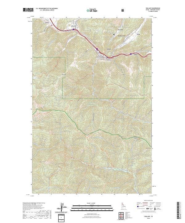 US Topo 7.5-minute map for Wallace ID – American Map Store