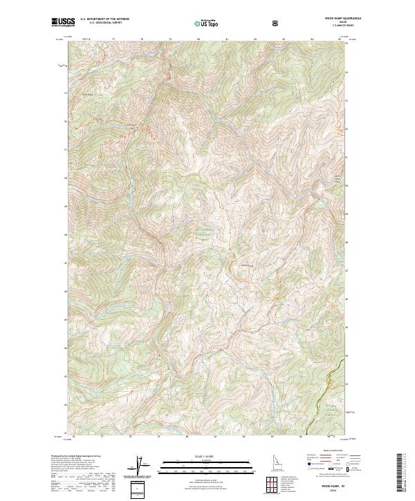 US Topo 7.5-minute map for Wood Hump ID – American Map Store
