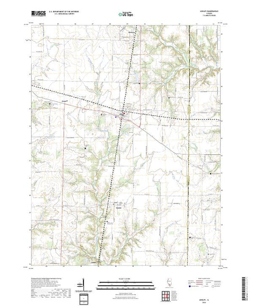 US Topo 7.5-minute map for Ashley IL – American Map Store