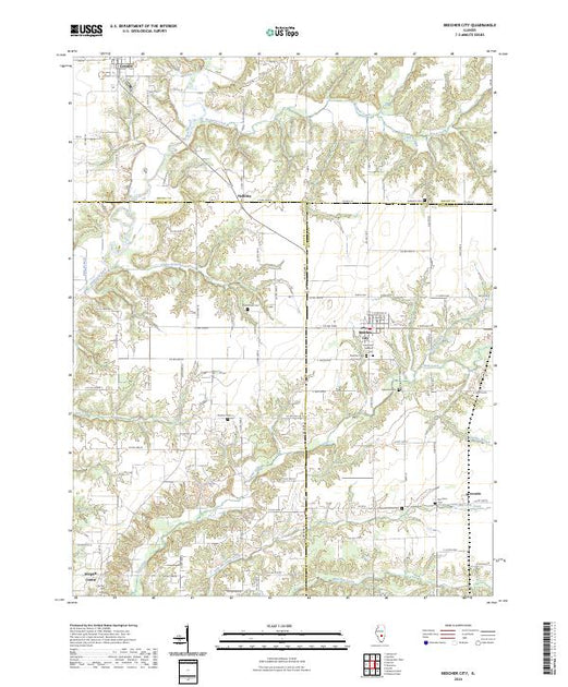 US Topo 7.5-minute map for Beecher City IL – American Map Store