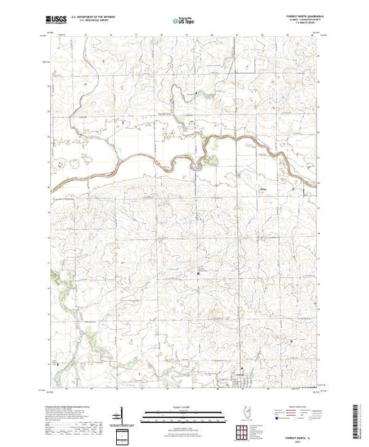 US Topo 7.5-minute map for Forrest North IL – American Map Store