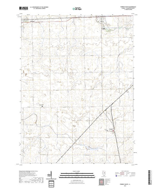 US Topo 7.5-minute map for Forrest South IL – American Map Store