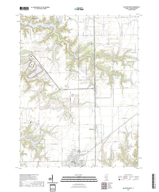 US Topo 7.5-minute map for Gillespie North IL – American Map Store