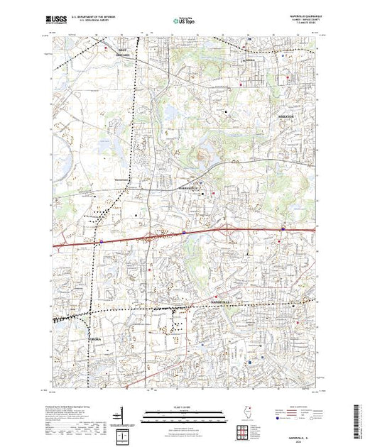 US Topo 7.5-minute map for Naperville IL – American Map Store
