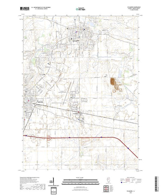 US Topo 7.5-minute map for Sycamore IL – American Map Store