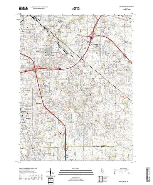 US Topo 7.5-minute map for Beech Grove IN – American Map Store