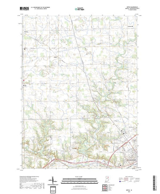 US Topo 7.5-minute map for Bippus IN – American Map Store