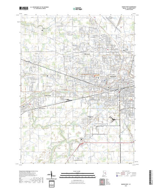 US Topo 7.5-minute map for Muncie West IN – American Map Store