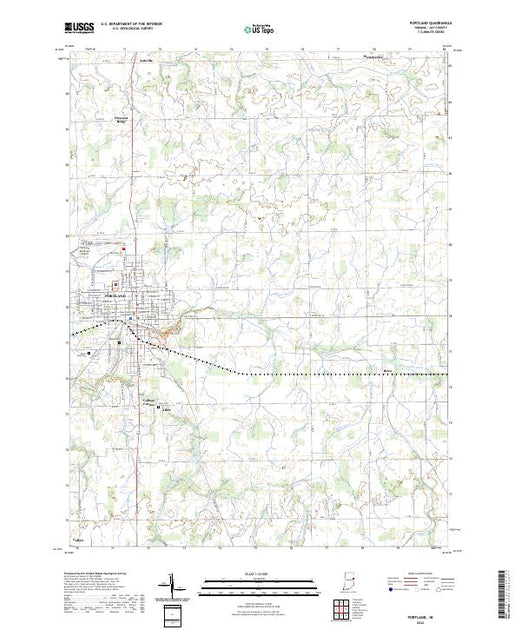 US Topo 7.5-minute map for Portland IN – American Map Store