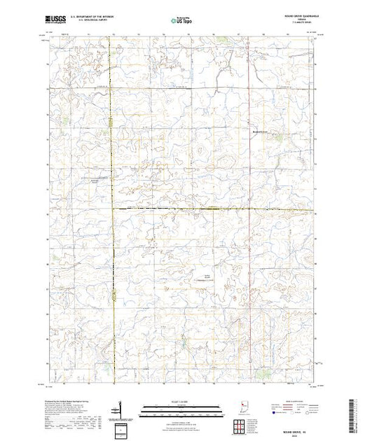 US Topo 7.5-minute map for Round Grove IN – American Map Store