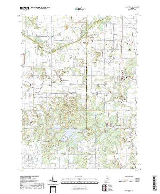 US Topo 7.5-minute map for San Pierre IN – American Map Store
