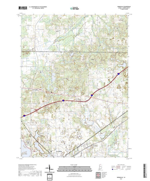 US Topo 7.5-minute map for Springville IN – American Map Store
