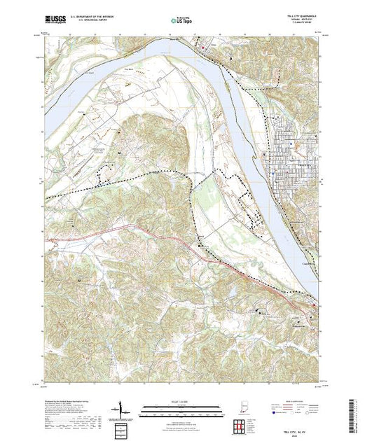 US Topo 7.5-minute map for Tell City INKY – American Map Store