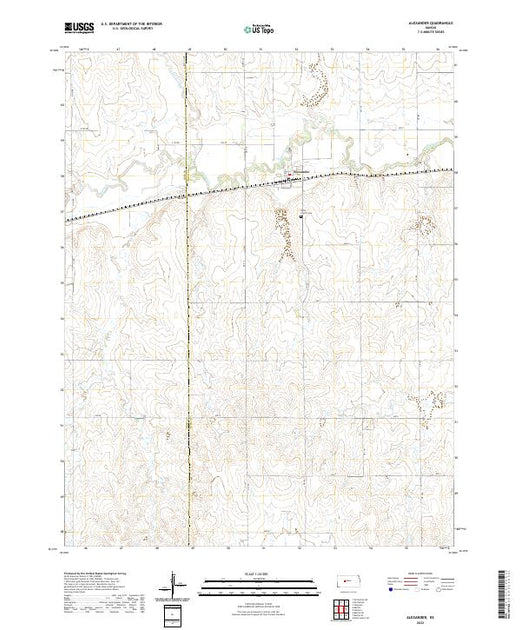US Topo 7.5-minute map for Alexander KS – American Map Store