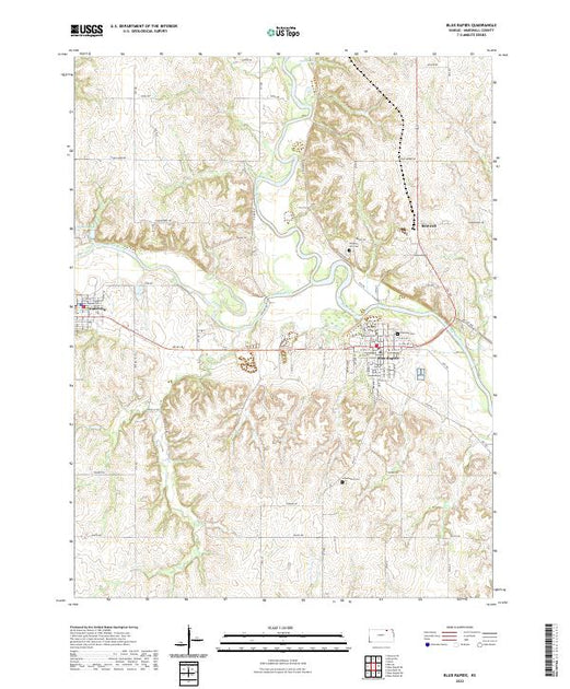 US Topo 7.5-minute map for Blue Rapids KS – American Map Store