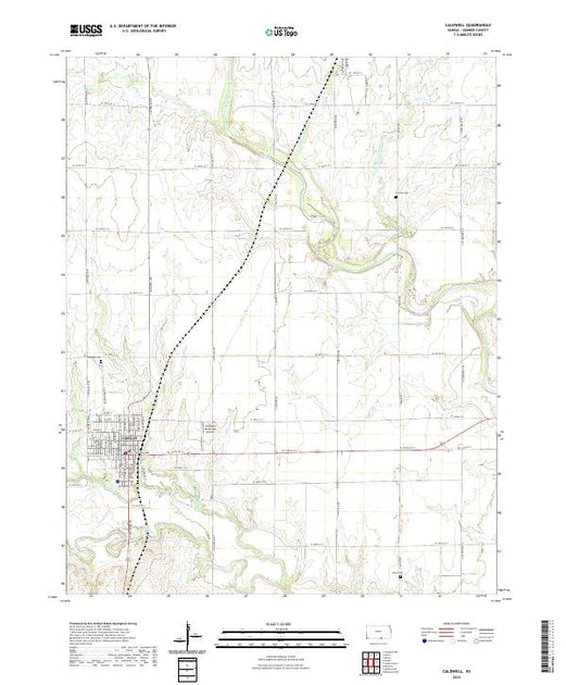 US Topo 7.5-minute map for Caldwell KS – American Map Store