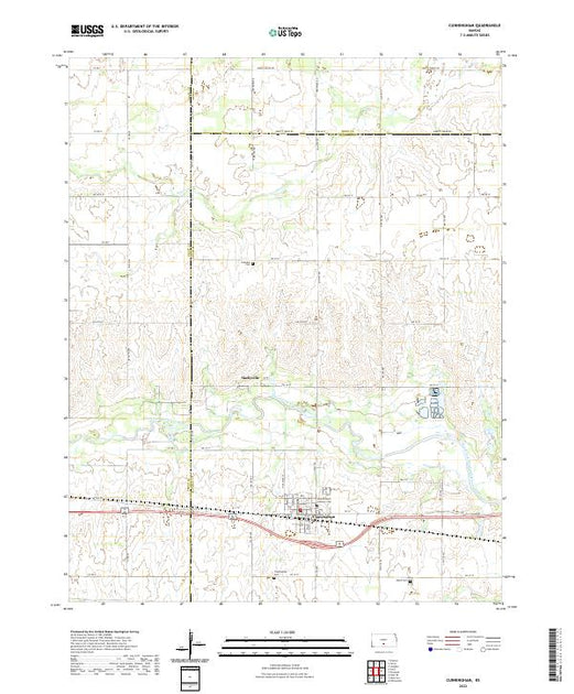 US Topo 7.5-minute map for Cunningham KS – American Map Store