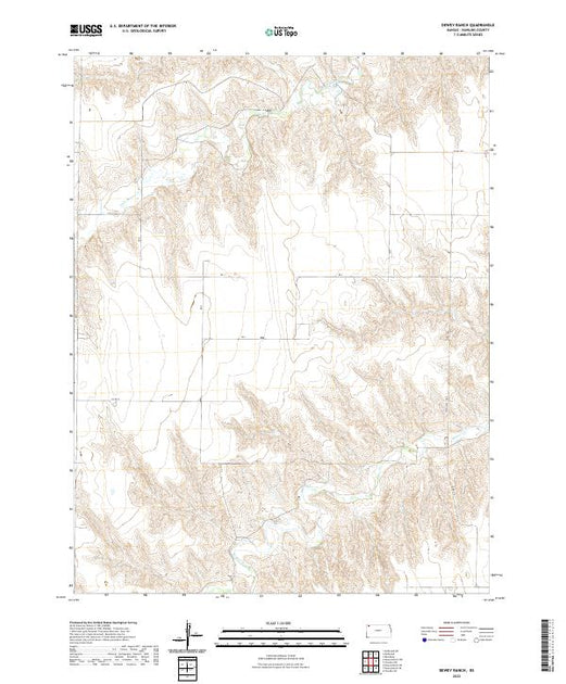 US Topo 7.5-minute map for Dewey Ranch KS – American Map Store