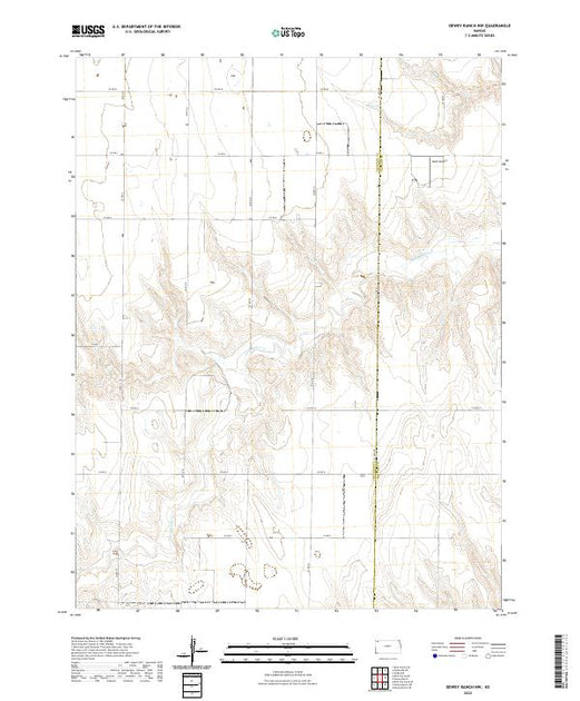 US Topo 7.5-minute map for Dewey Ranch NW KS – American Map Store