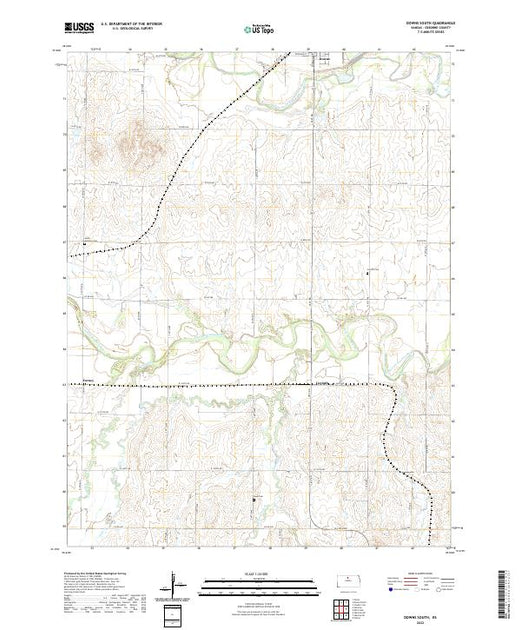 US Topo 7.5-minute map for Downs South KS – American Map Store