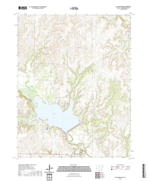 US Topo 7.5-minute map for Fall River Lake KS – American Map Store
