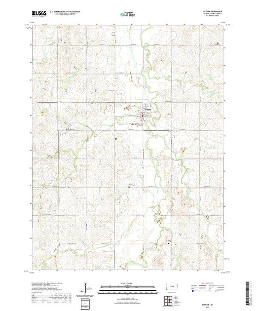 US Topo 7.5-minute map for Gypsum KS – American Map Store