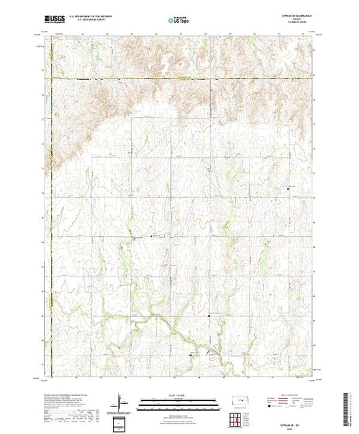 US Topo 7.5-minute map for Gypsum SE KS – American Map Store