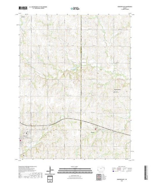 US Topo 7.5-minute map for Hanover East KS – American Map Store