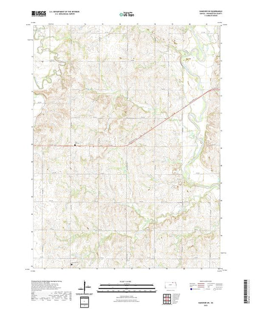US Topo 7.5-minute map for Hanover SW KS – American Map Store