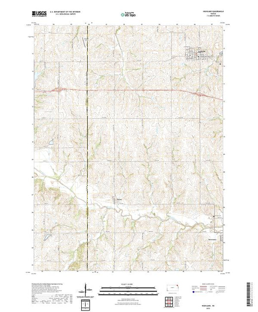 US Topo 7.5-minute map for Highland KS – American Map Store