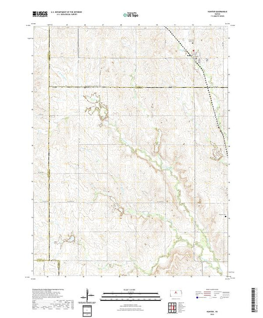 US Topo 7.5-minute map for Hunter KS – American Map Store