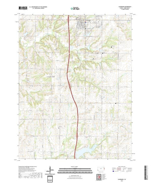 US Topo 7.5-minute map for Louisburg KS – American Map Store