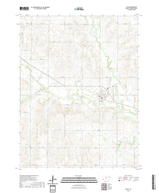 US Topo 7.5-minute map for Lucas KS – American Map Store