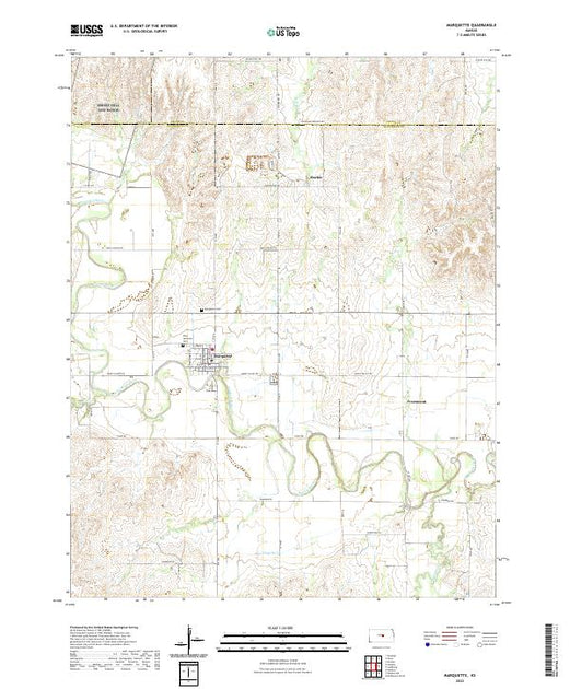 US Topo 7.5-minute map for Marquette KS – American Map Store