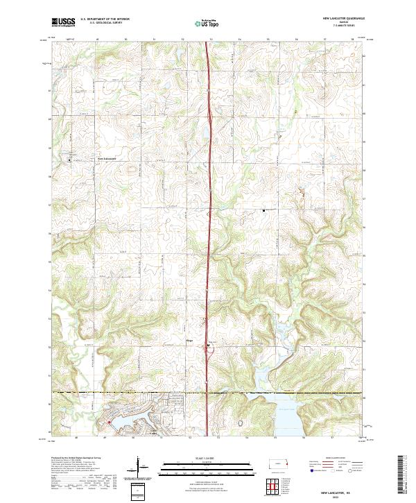 US Topo 7.5-minute map for New Lancaster KS – American Map Store