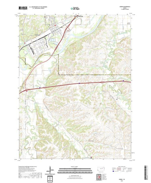 US Topo 7.5-minute map for Ogden KS – American Map Store