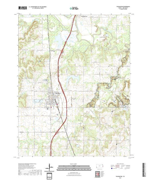 US Topo 7.5-minute map for Pleasanton KS – American Map Store