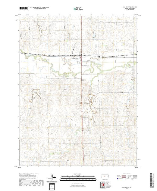 US Topo 7.5-minute map for Rush Center KS – American Map Store