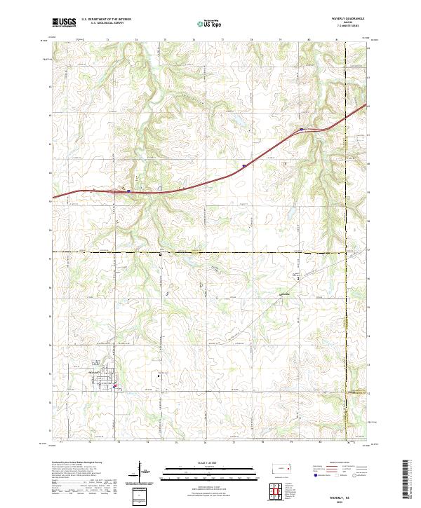 US Topo 7.5-minute map for Waverly KS – American Map Store