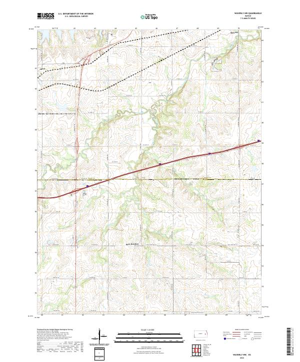 US Topo 7.5-minute map for Waverly NW KS – American Map Store