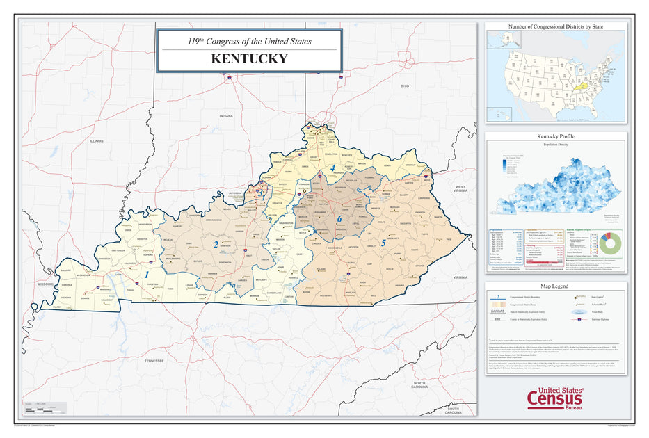 Kentucky Congressional District Wall Map – American Map Store