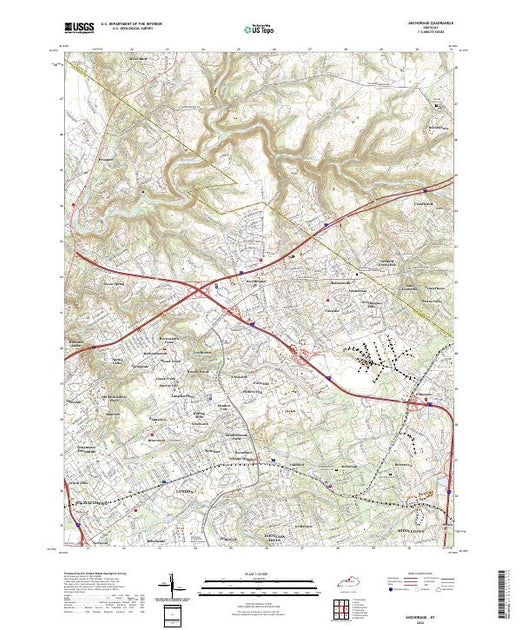US Topo 7.5-minute map for Anchorage KY – American Map Store