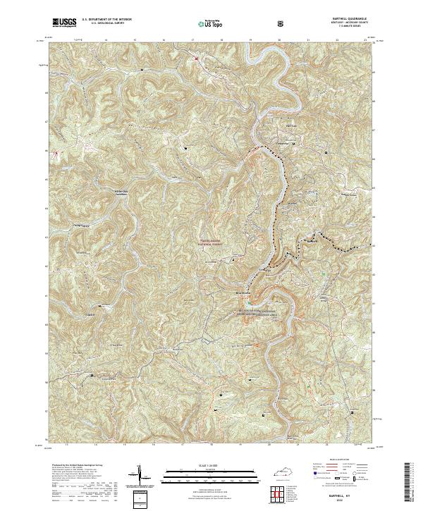 US Topo 7.5-minute map for Barthell KY – American Map Store